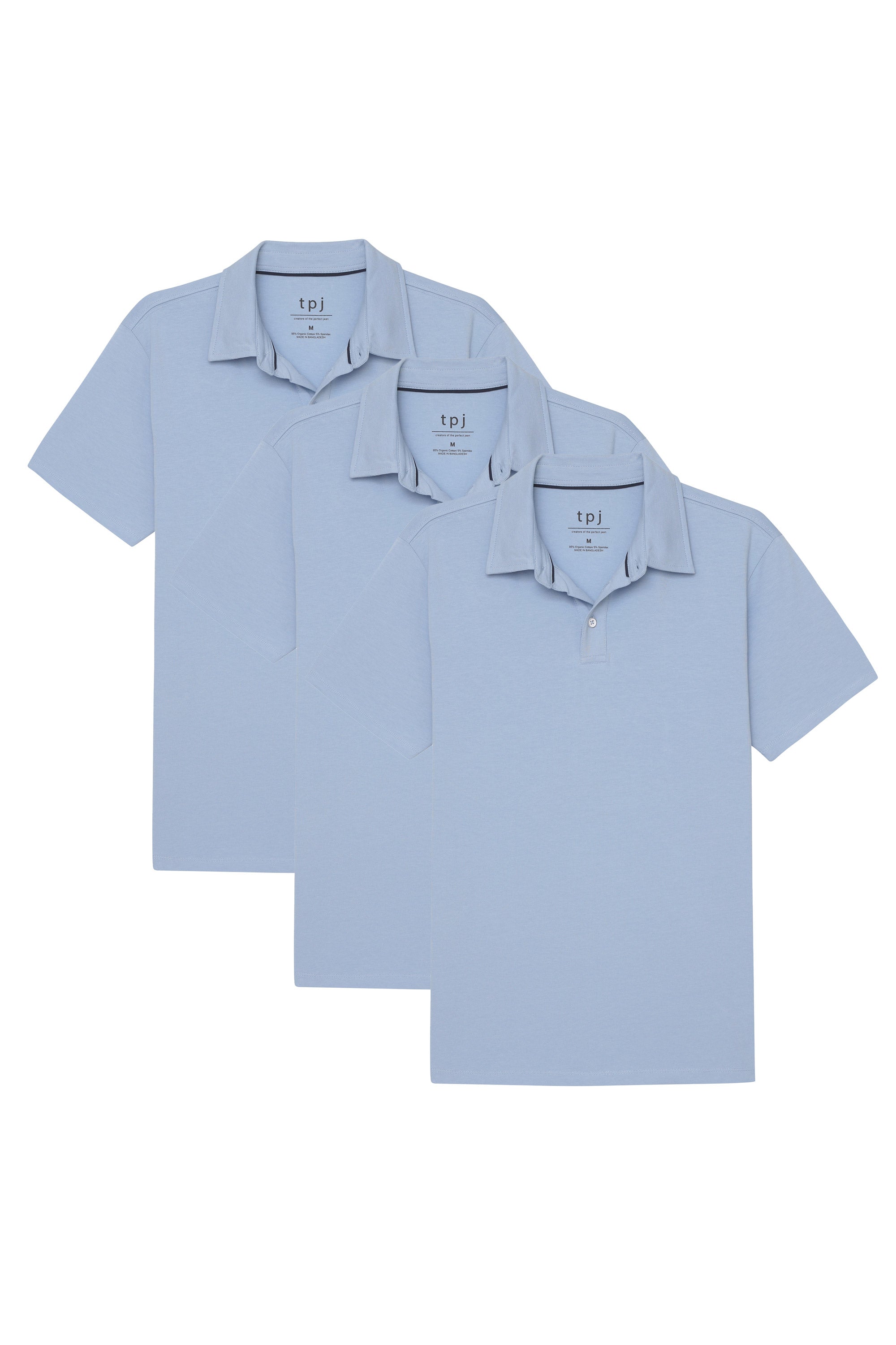 Organic Polo Shirt 3 Pack / Light Blue | The Perfect Jean