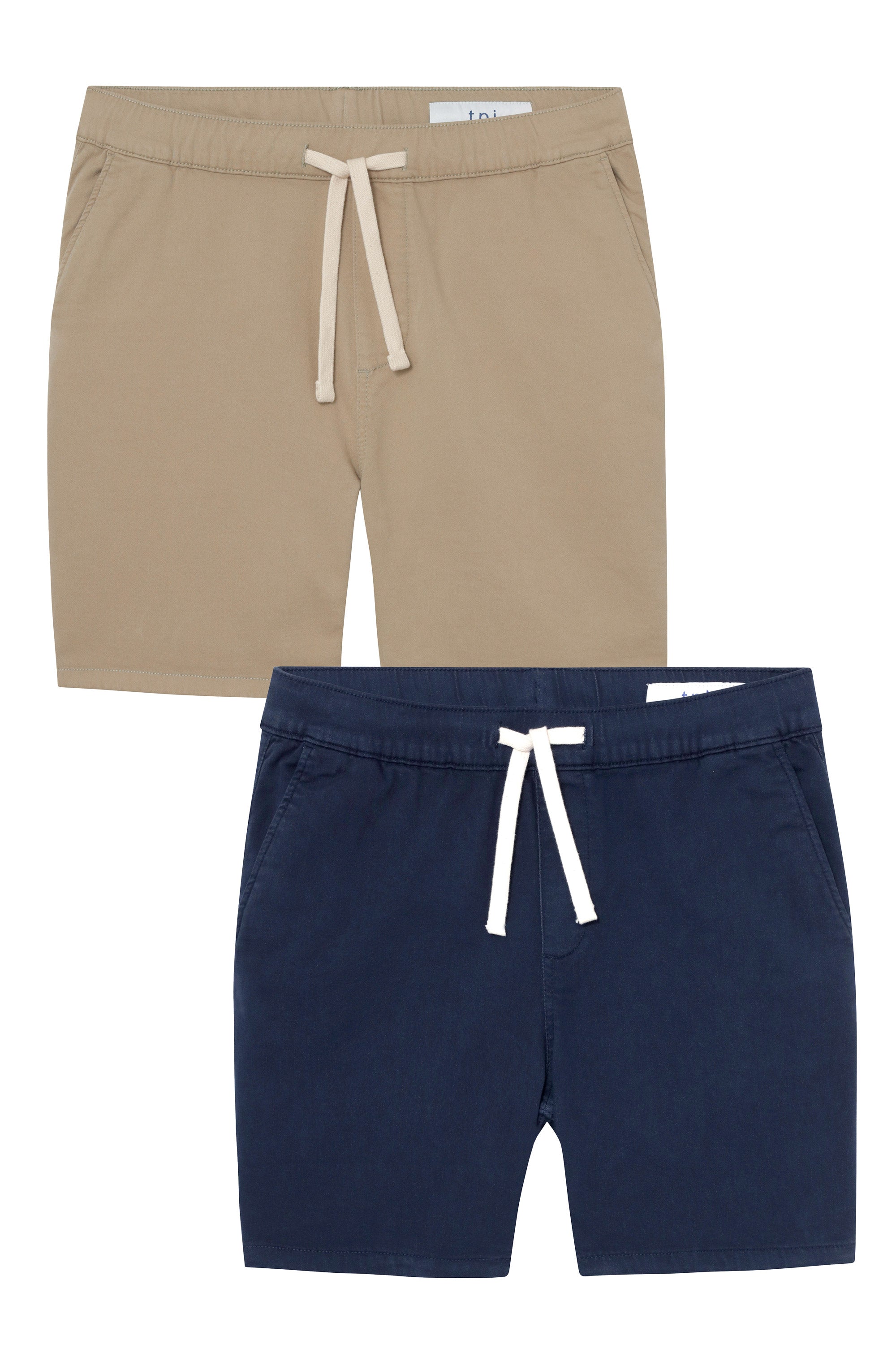 Everyday Comfort Shorts (Slim Fit) / Light Khaki & Navy | The Perfect Jean