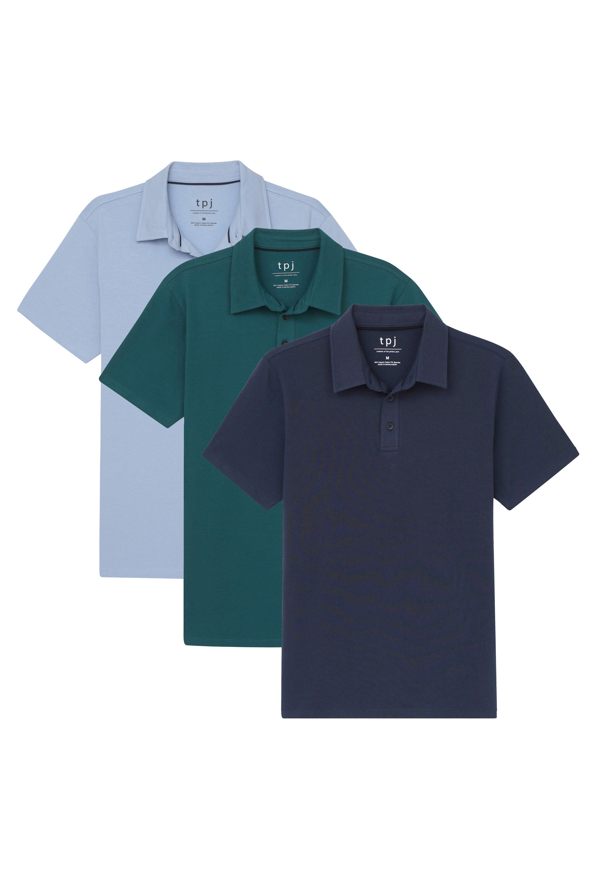 Organic Polo Shirt 3 Pack / Sky to Sea | The Perfect Jean